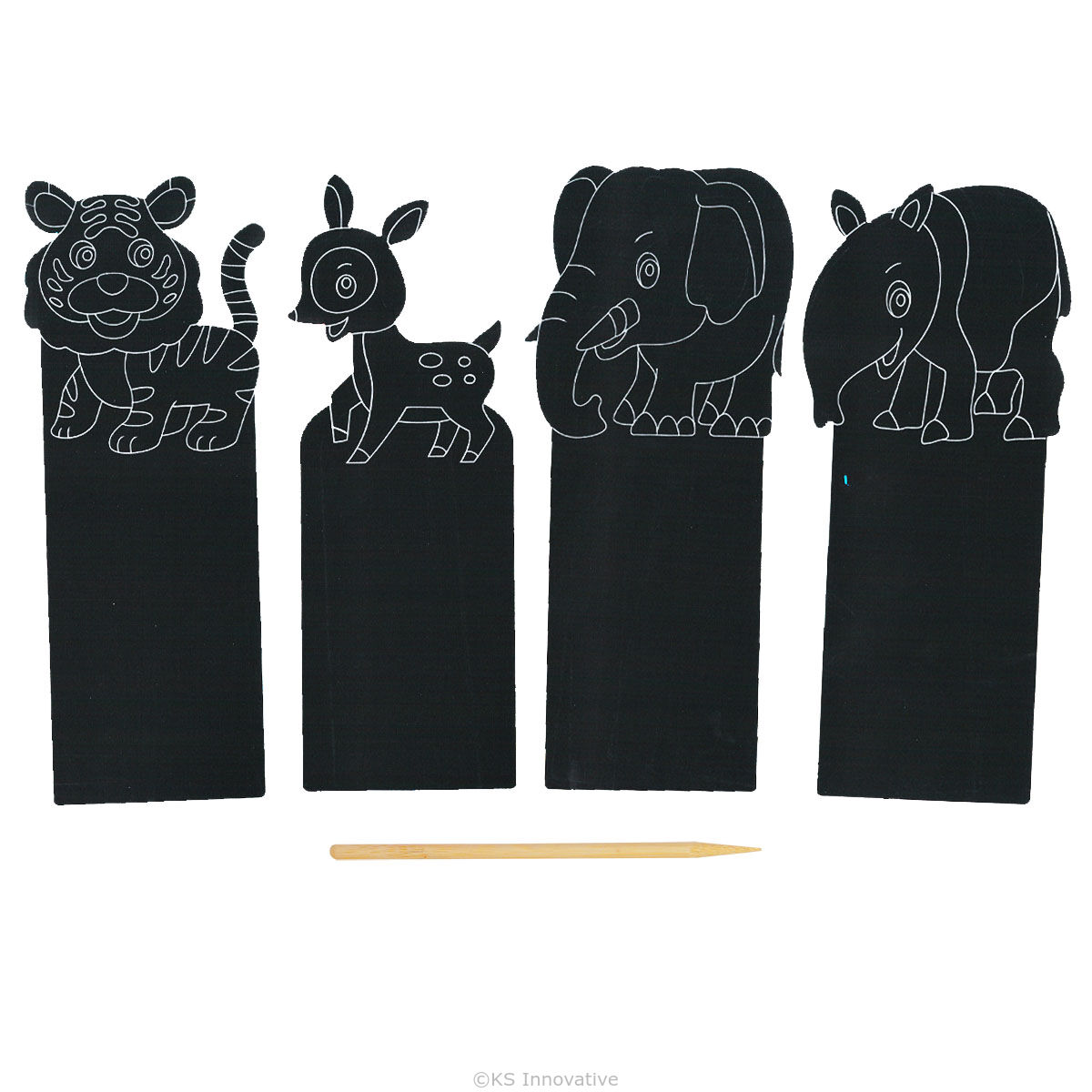 KS Scratch Art Bookmark Wild Life Part 2 - Tapir, Kancil, Malayan Tiger ...