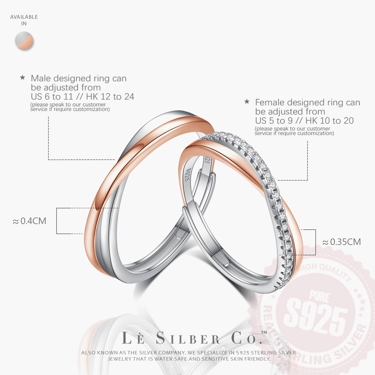 Lè Silber Co.S925 - Love's Luster Couple Rings Cincin Pasangan Perak ...