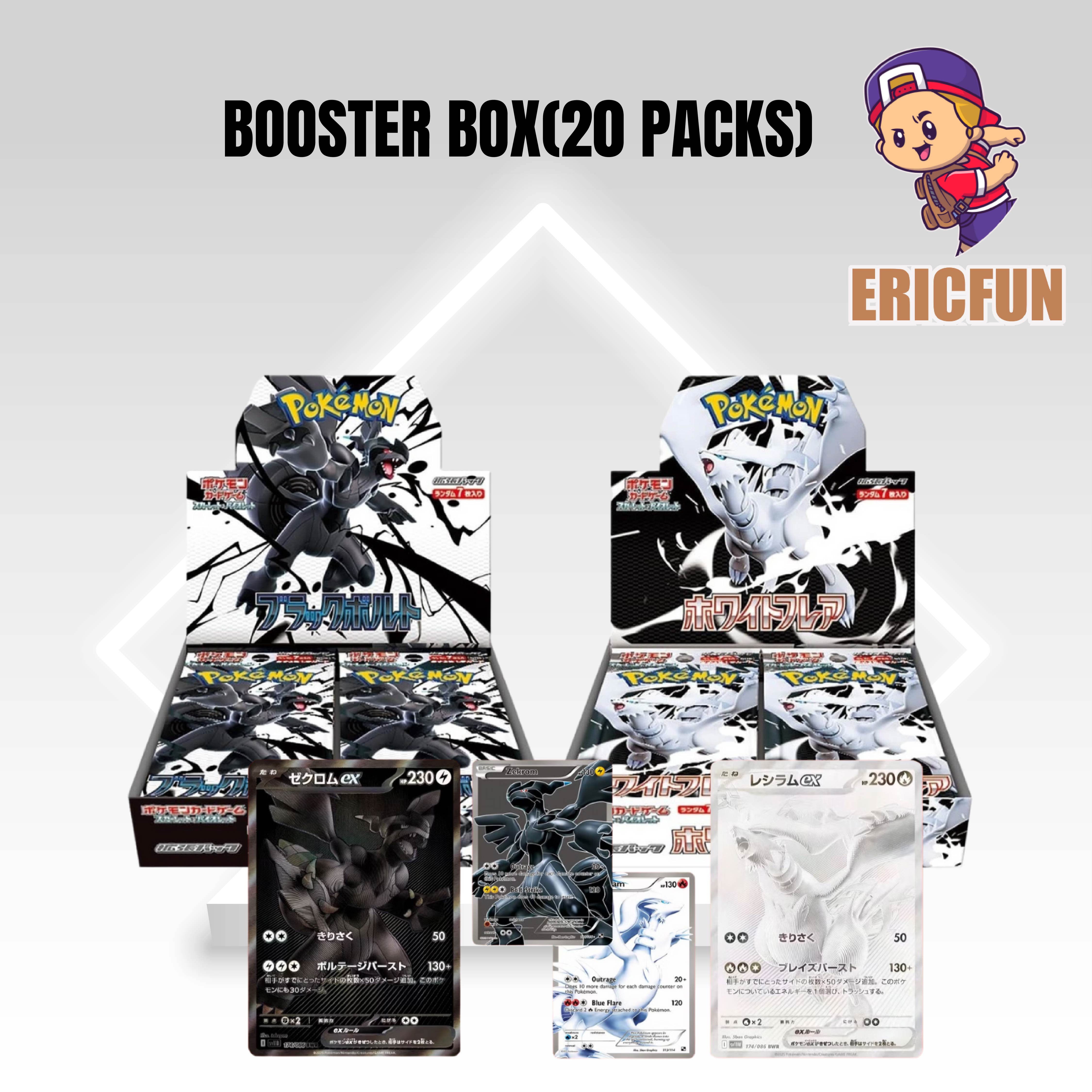 (BB&WF)ERICFUN TCG POKEMON BLACK BOLT & WHITE FLARE BOOSTER BOX/PACK ...