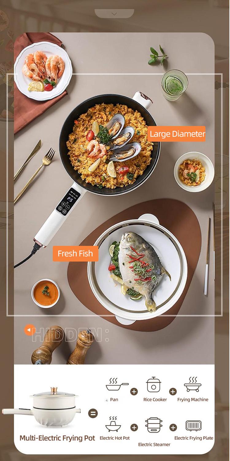 [Ready Stock] 1500W 5L Electric Frying Pan All-In-One Cooking Pot Rapid ...