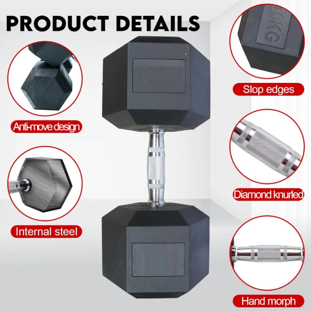 Hexagon Dumbbell 20lb 15lb 10lb 8lb 5lb 3lb Premium Rubber Coated ...