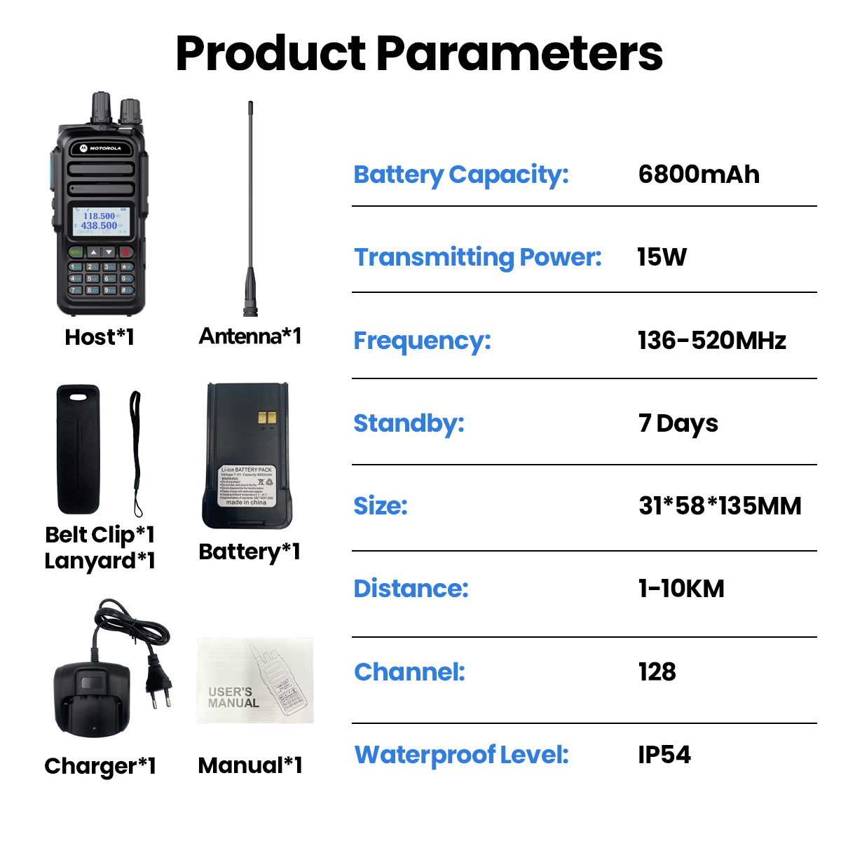 Motorola 370S 20KM IP54 Waterproof 6800mAh Intercom TYPE-C 128 Channels ...