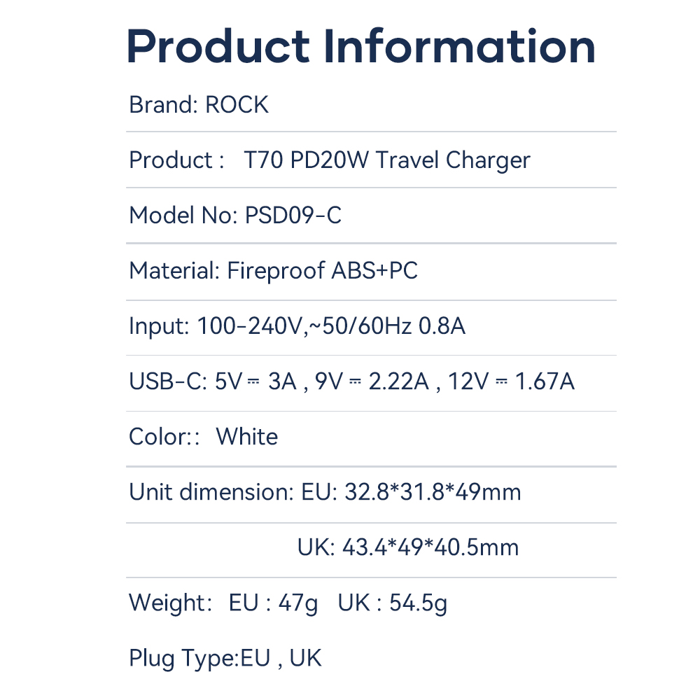ROCK T70 PD/QC 20W Mini Fast Travel Charger (UK/ 3Pin) | Shopee Malaysia