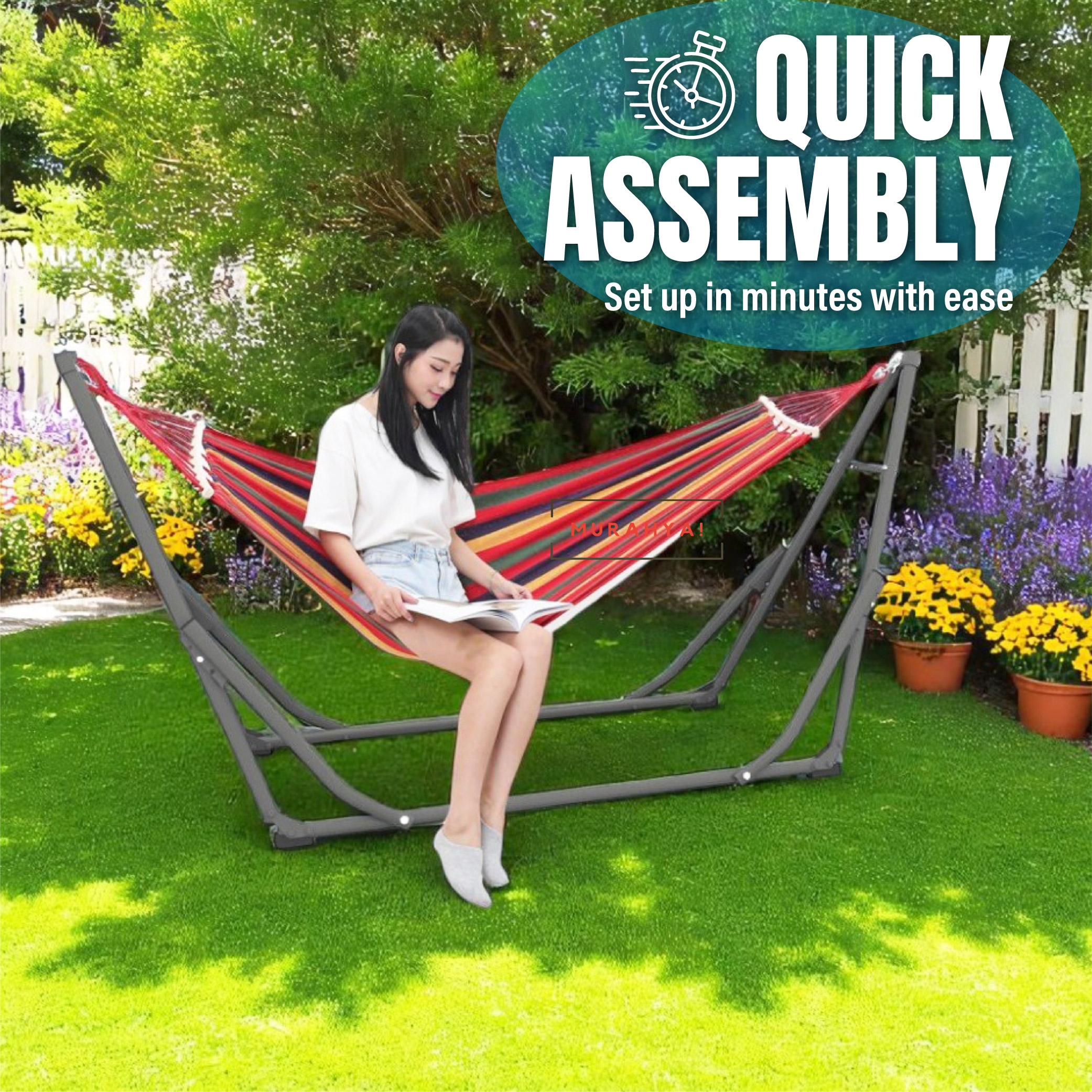 Buaian gantung Hammock outdoor set with stand portable camping hiking ...