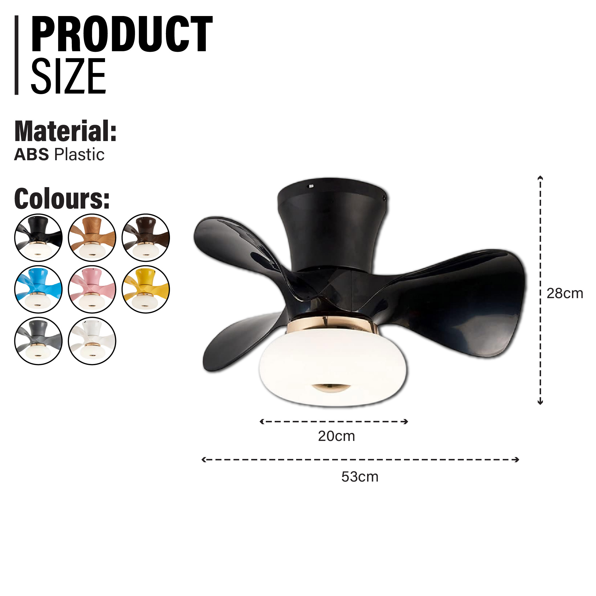Kipas Siling Lampu Modern Mini Ceiling Fan With LED Light 3 Blade ...