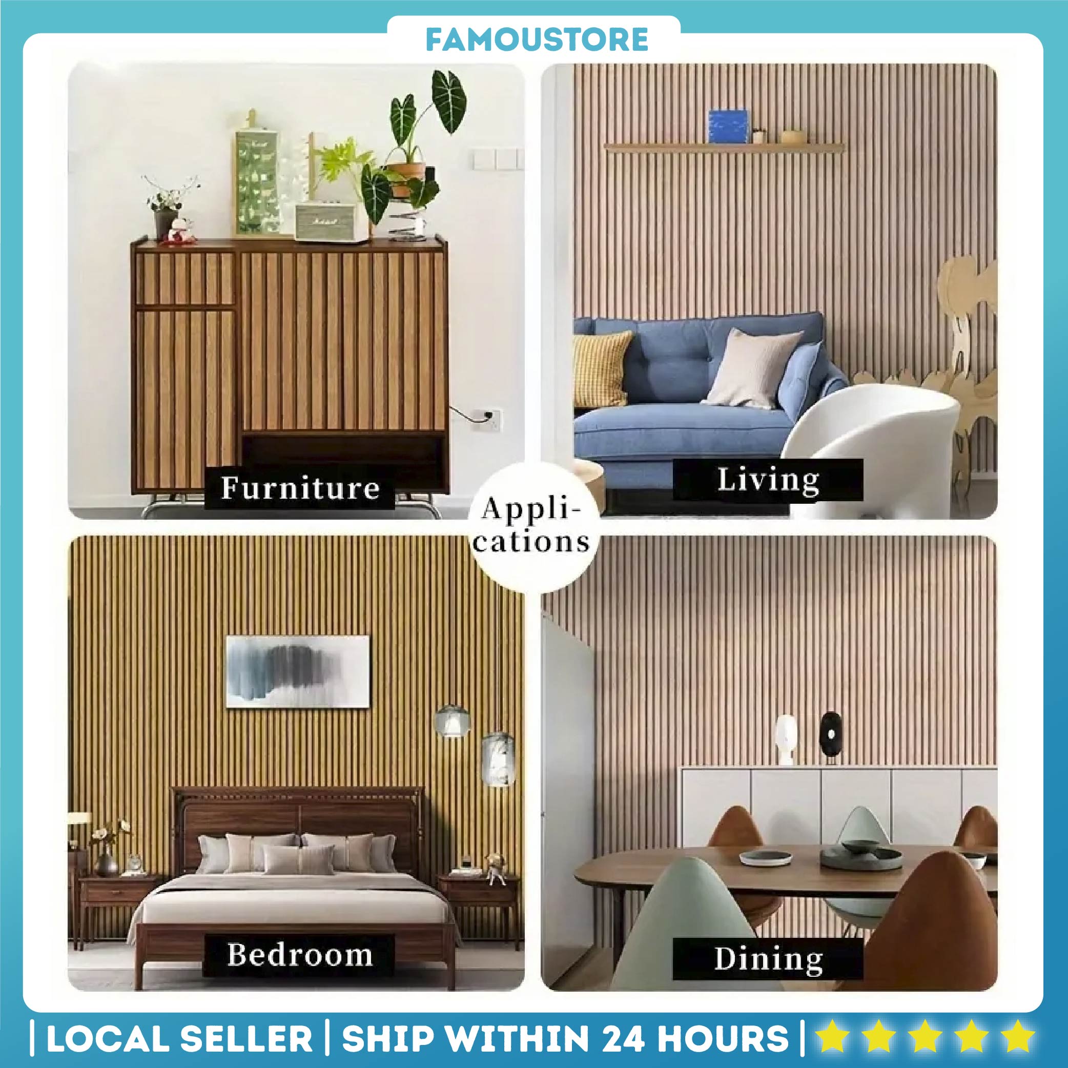 3D Stiker Dinding Kayu Moden Ruang Tamu 3D Wood Thick Foam Wallpaper ...