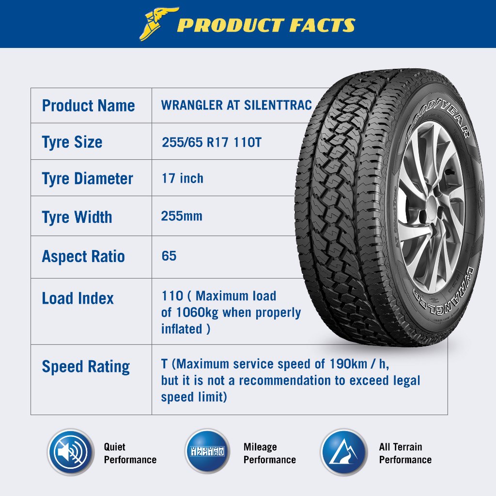 Goodyear 255/65R17 110T WRL AT Silenttrac Owl Tyre For Colorado/D-Max ...