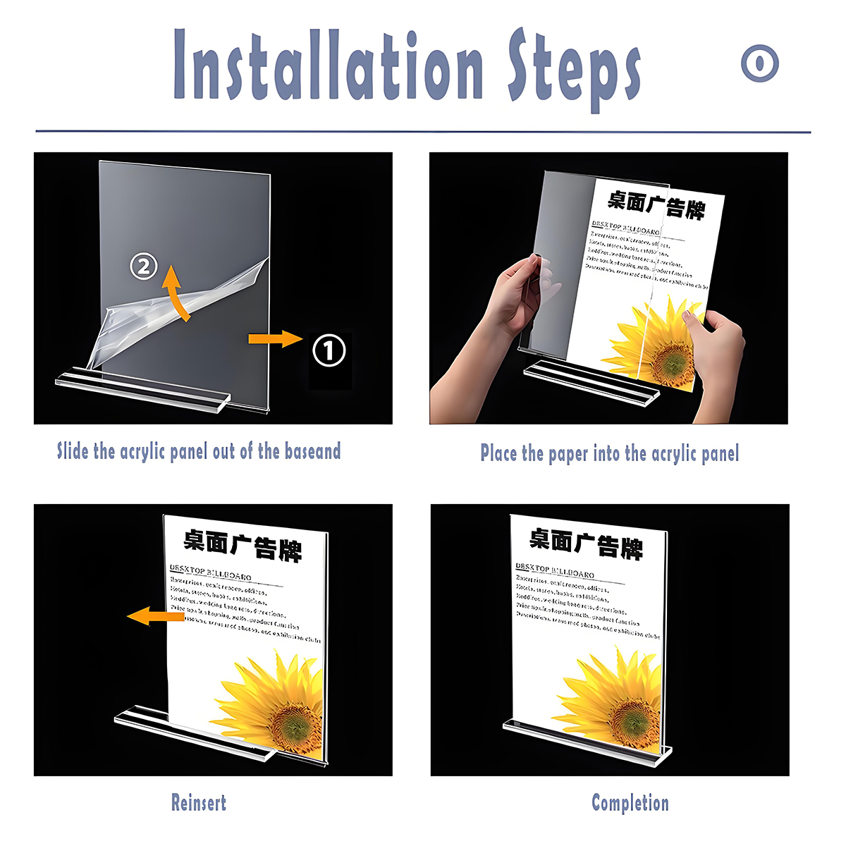 A4 A5 A6 Acrylic T-Type Sturdy Sign Double Sided Tab Display Desktop ...