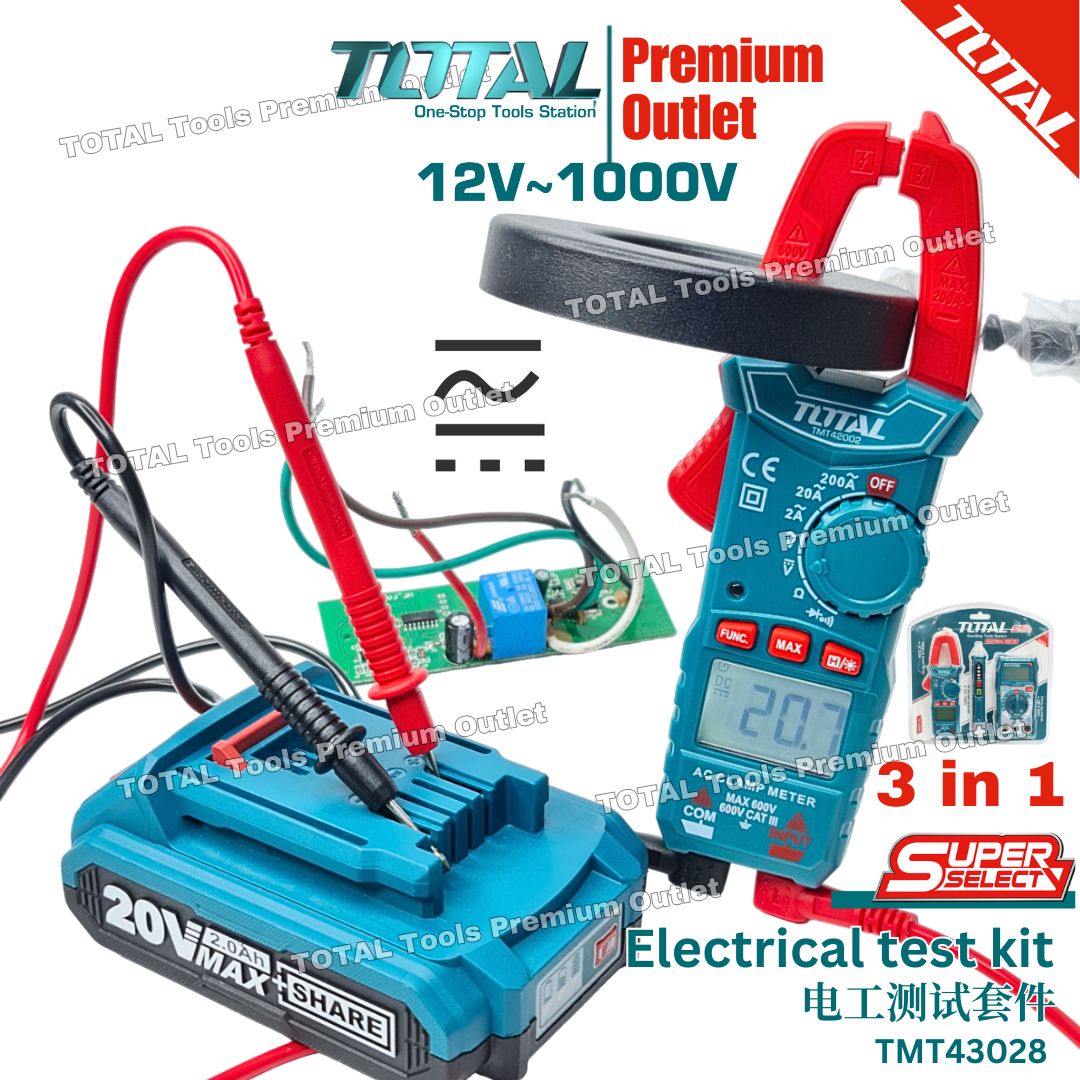 TOTAL Tools 3 in 1 Electrical test kit / Digital Multimeter / Digital ...