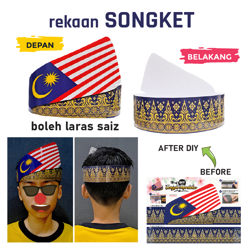 Tanjak Merdeka Budak Topi Merdeka Kraf DIY Hari Merdeka Aktiviti Murid ...