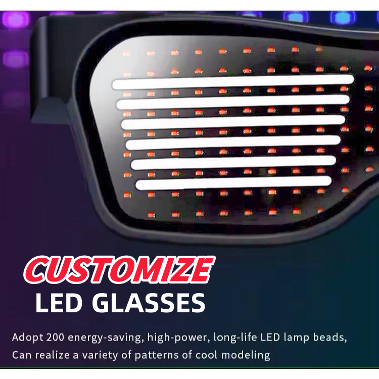 Customizable Bluetooth LED Glasses App Control Cermin Mata LED Light ...
