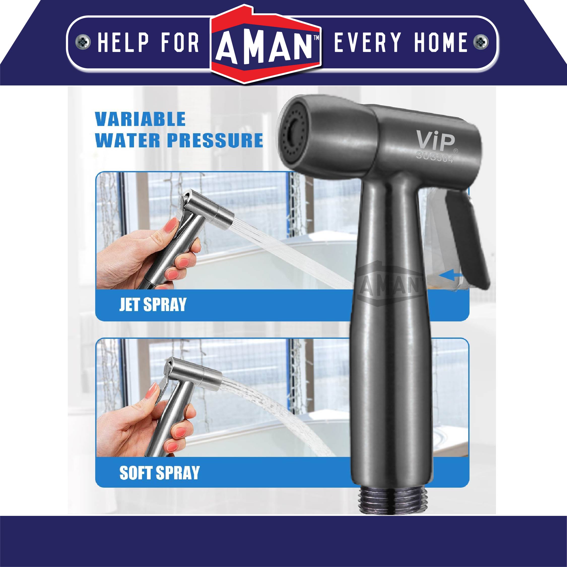 ViP SUS-304 Stainless Steel Matt Grey Hand Bidet Spray With Flexible ...