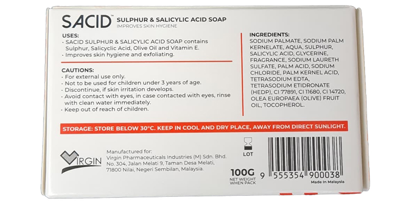 Sacid Sulphur & Salicylic Acid Soap Bar (100g) | Shopee Malaysia