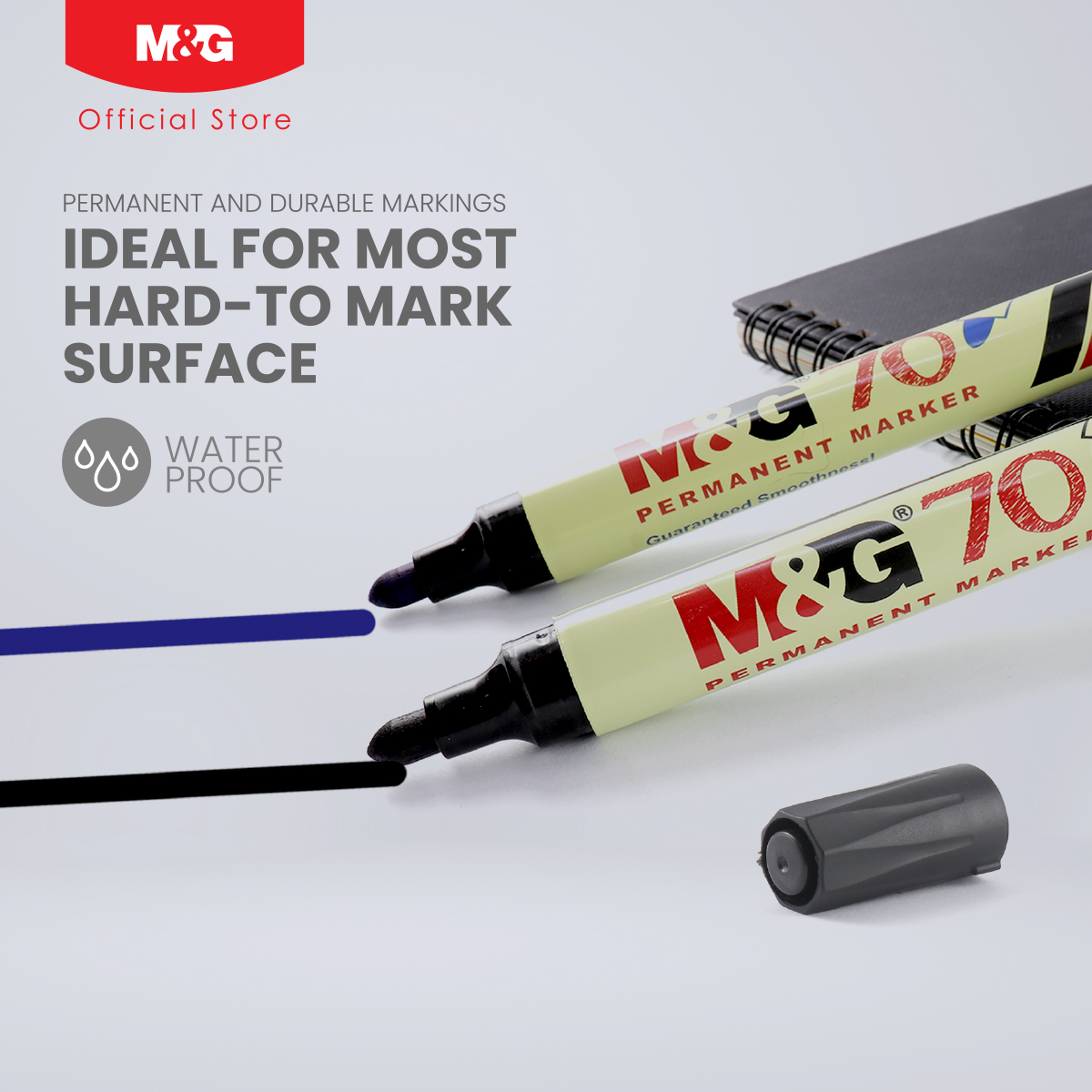 Pen Marker Kekal M&G 70 Mata Halus–Kalis Air, Tidak Pudar,Penandaan ...