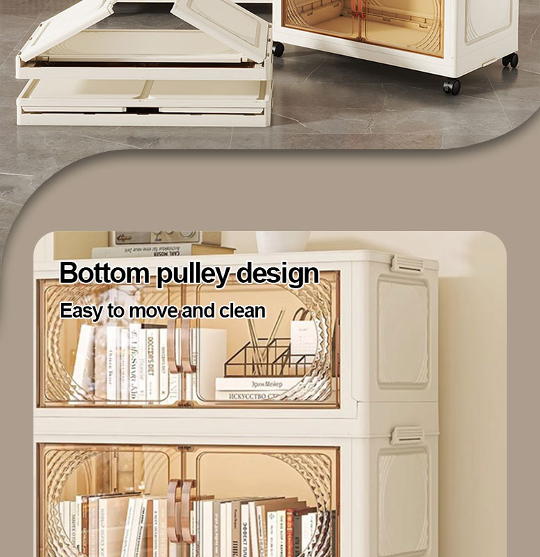 1-5 Tier Storage Cabinet Spacious Transparent Shelves Foldable Design ...