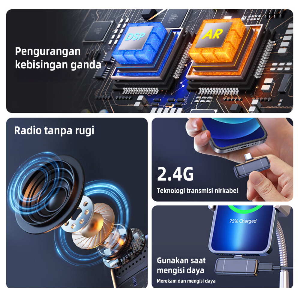 JQVITEK Dual Lavalier Microphone Wireless Live Mic With ANC Active Noise Cancelling LM03 & LM04 ...