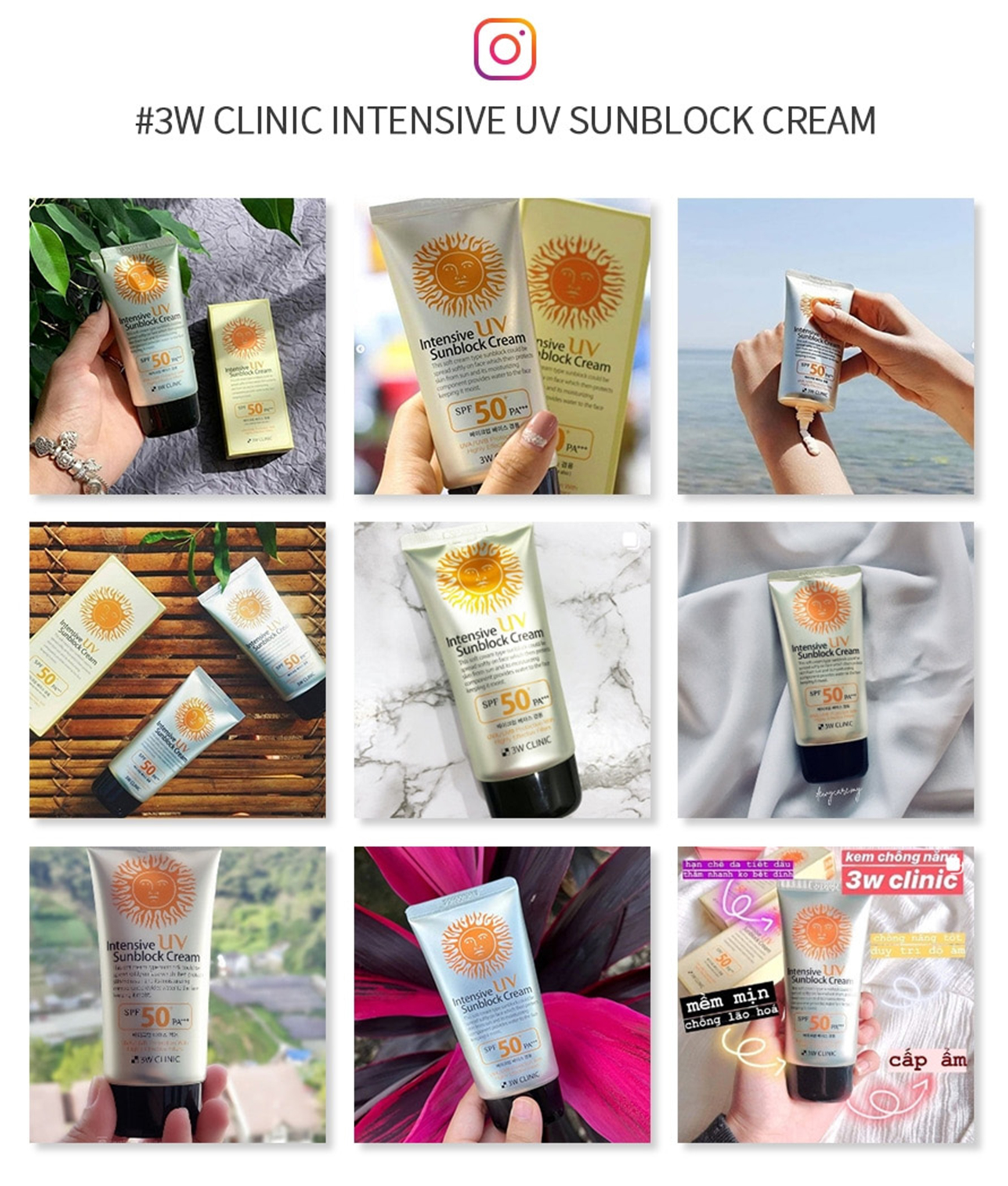 3W Clinic Sunscreen Intensive UV Sunblock Cream Refreshing Suncream ...