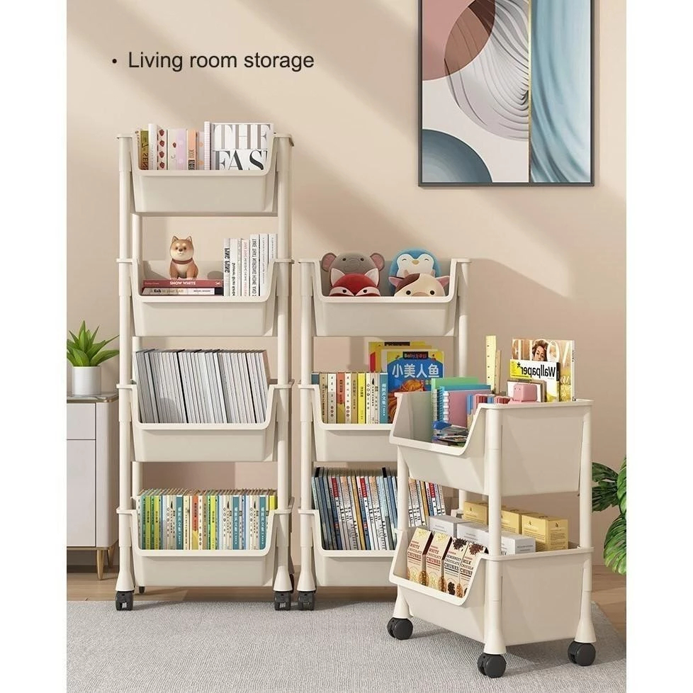 Multi-Layer Movable Storage Rack with Wheels – Rolling Bookshelf ...