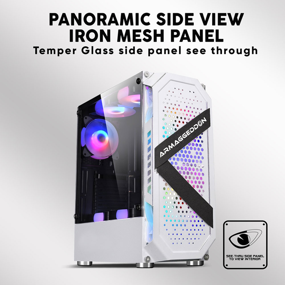 Armaggeddon Tritron Pro 200 ATX Gaming PC Case with Tempered Glass Side ...