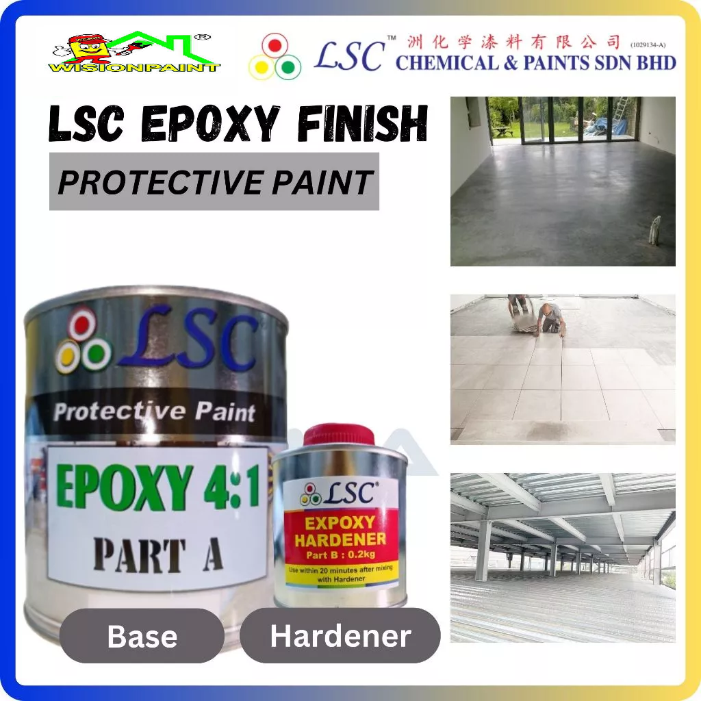 LSC 5L Epoxy Floor Paint Heavy Duty (4 Liters Epoxy Paint + 1 Liter ...