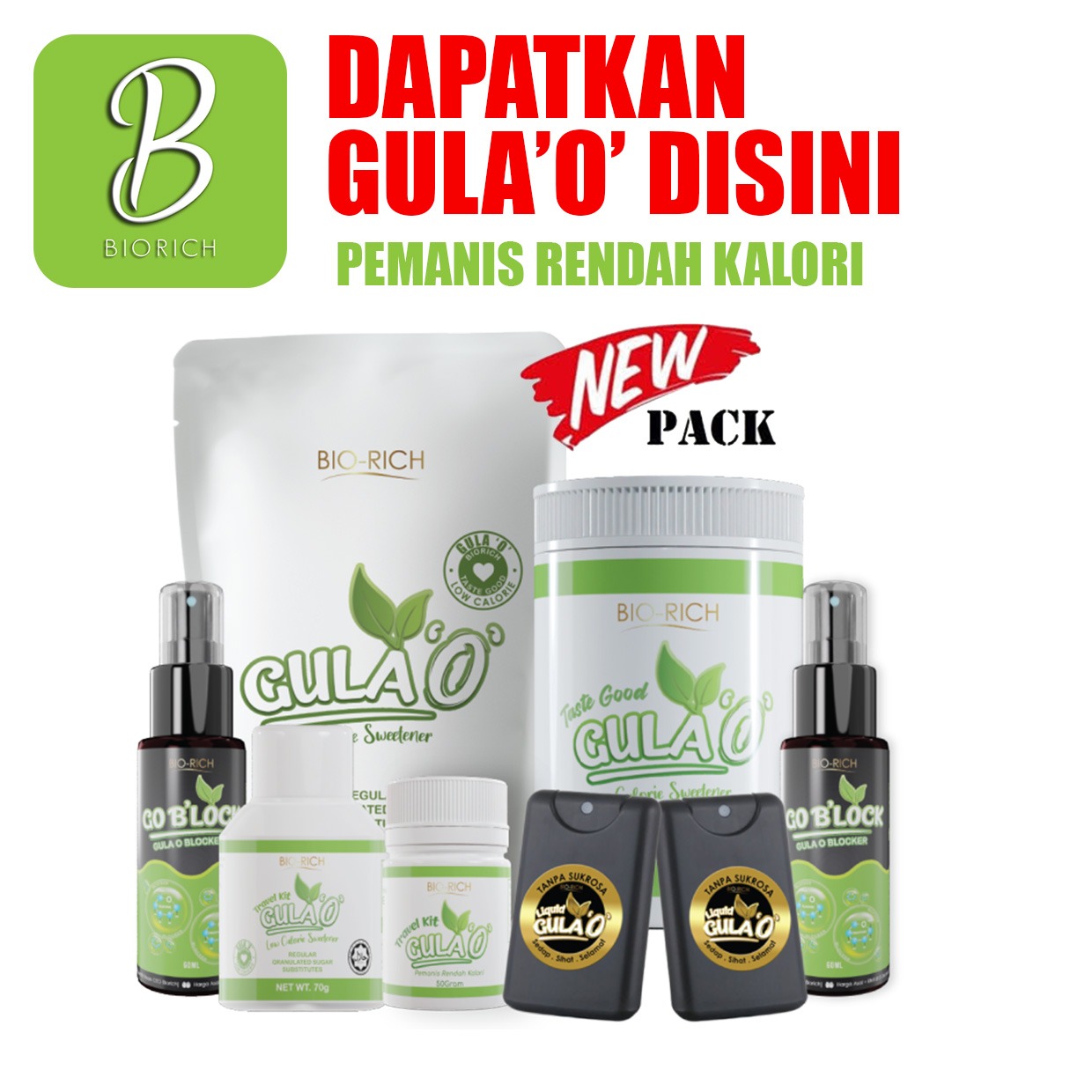 Gula O Botol 70gram Pemanis Rendah Kalori biorich, Gula Nano - Original ...