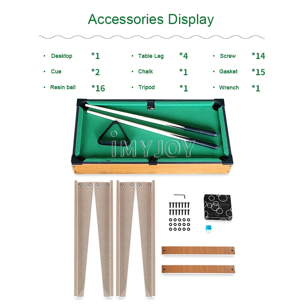 【Happyqy】Mini Billiard Table for Kids Wooden with Tall Feet Pool Table ...