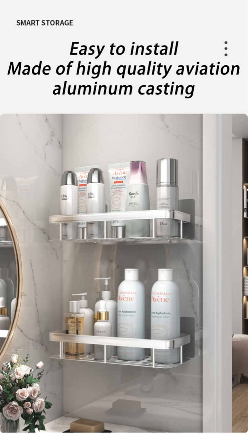 JOMO Non-perforated triangular/Square aluminum bathroom rack non-nail ...