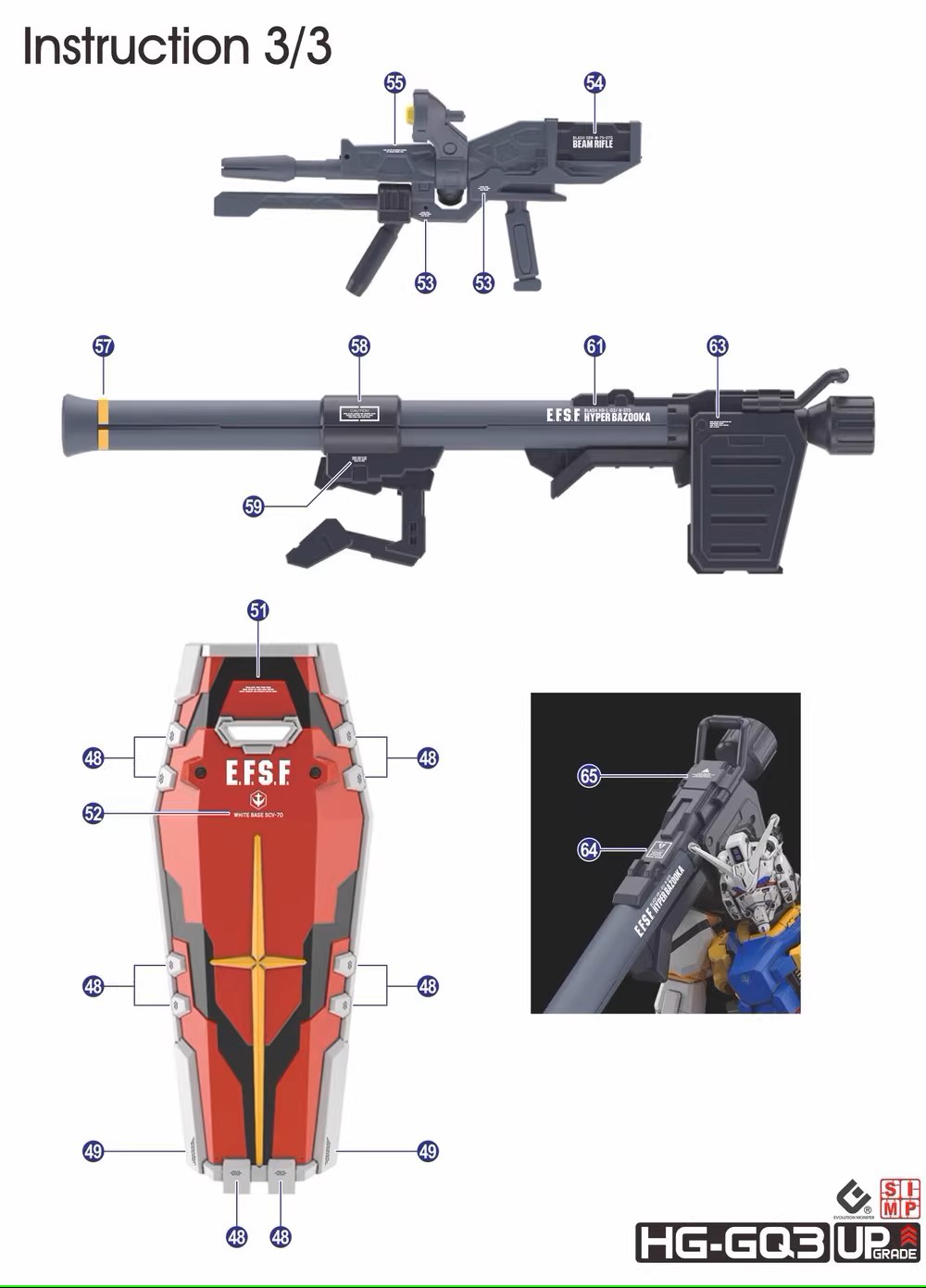 [MONSTER ] HG GQ3 HG 1/144 RED GUNDAM RX 78 2 WHITE GQUUUUUUX GUNDAM ...