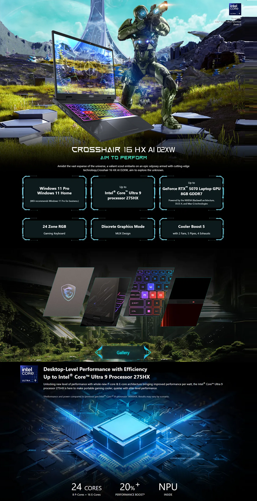 MSI CROSSHAIR 16 HX AI D2XWGKG-019MY (Intel Core Ultra 9 275HX/16GB/1TB SSD/RTX5070 8GB GDDR7/16 ...