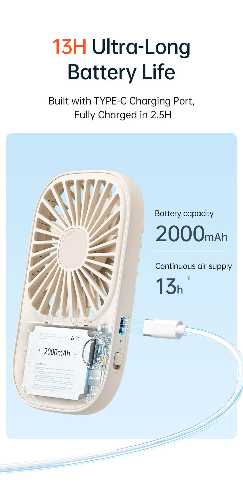 JisuLife Mini HandHeld Fan Life2 (2000mAh) FA49 | Shopee Malaysia