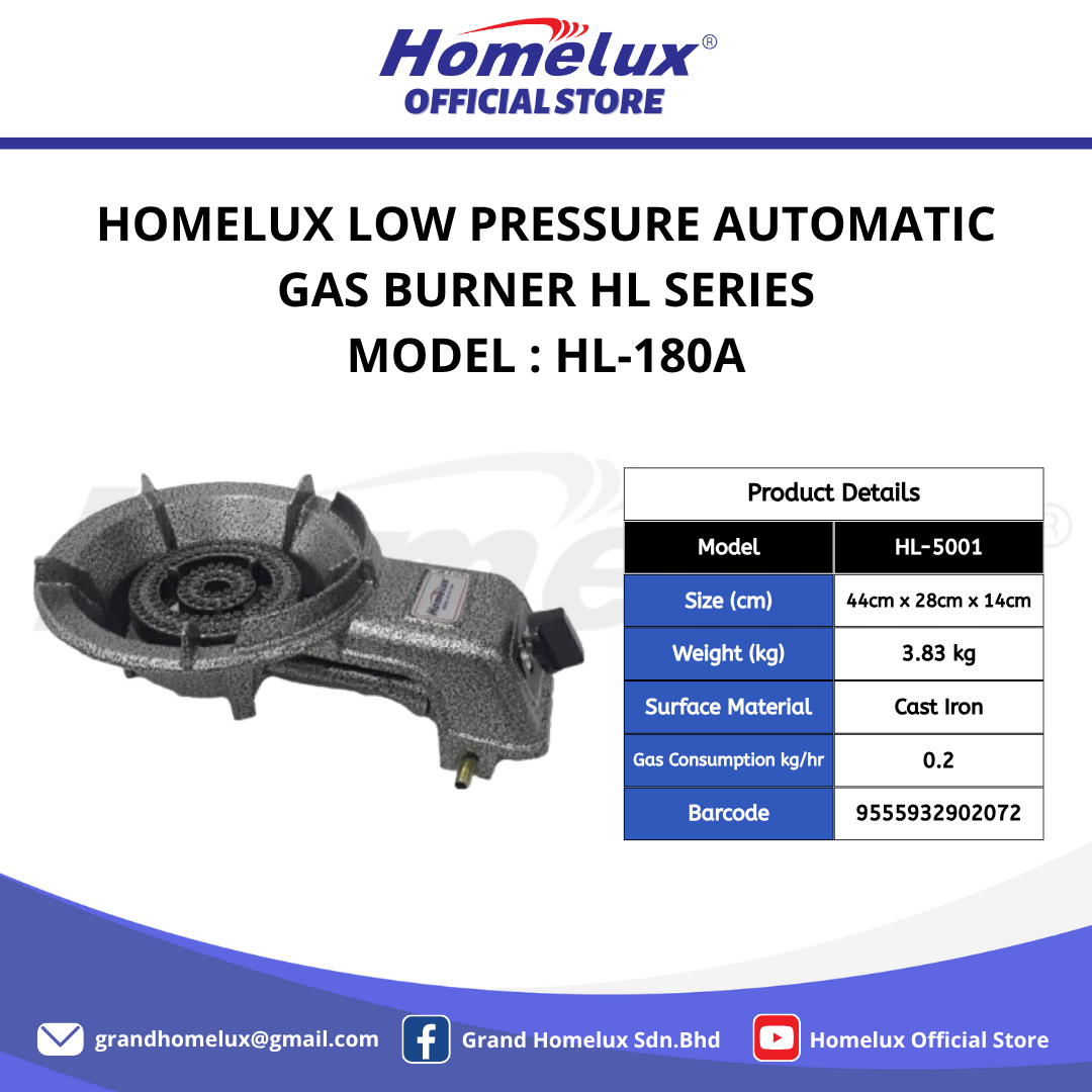 HOMELUX LOW PRESSURE AUTOMATIC GAS BURNER HL SERIES HL-180A Tungku ...