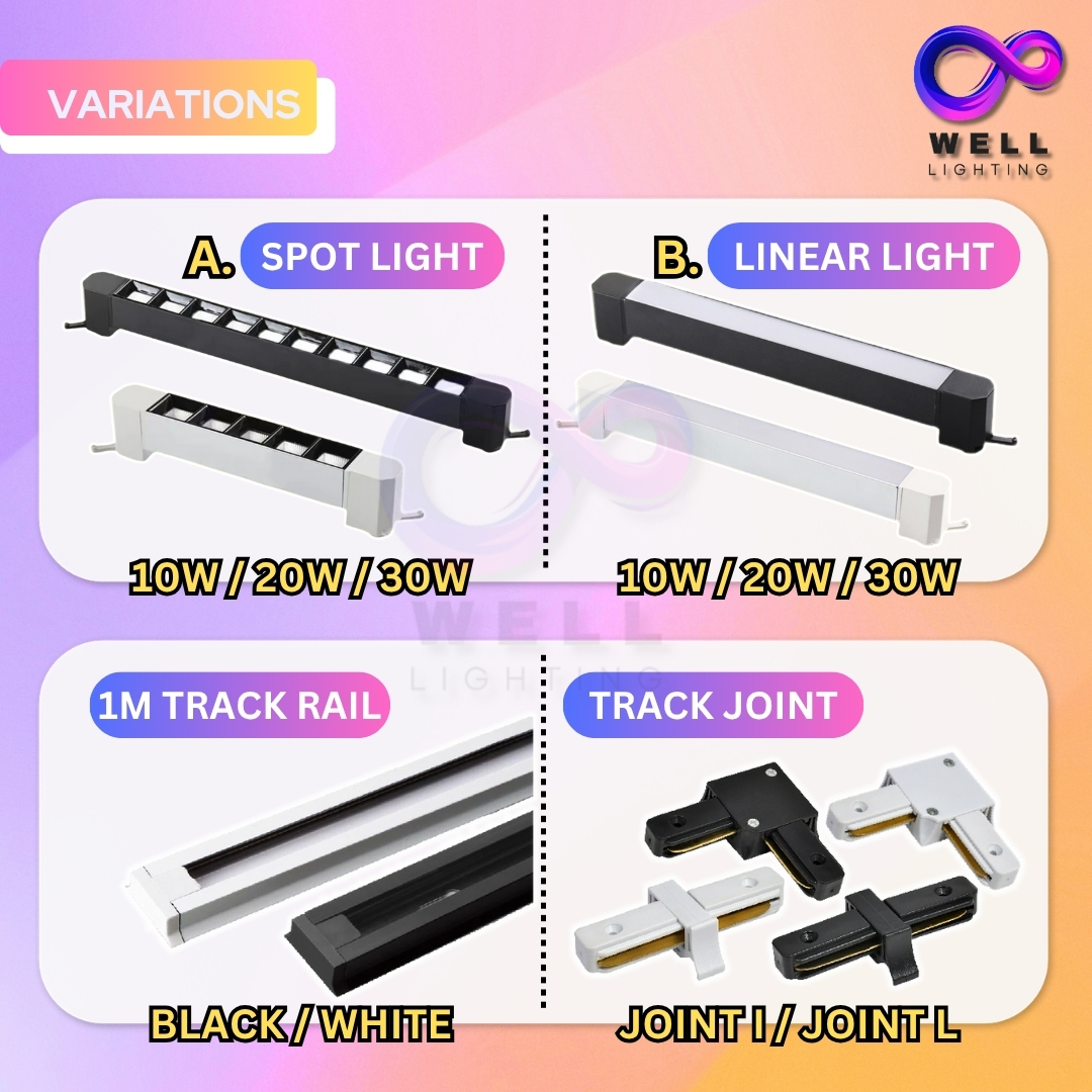 Lampu Track LED Track Light 10W 20W 30W LED Spotlight 1 Meter Track ...
