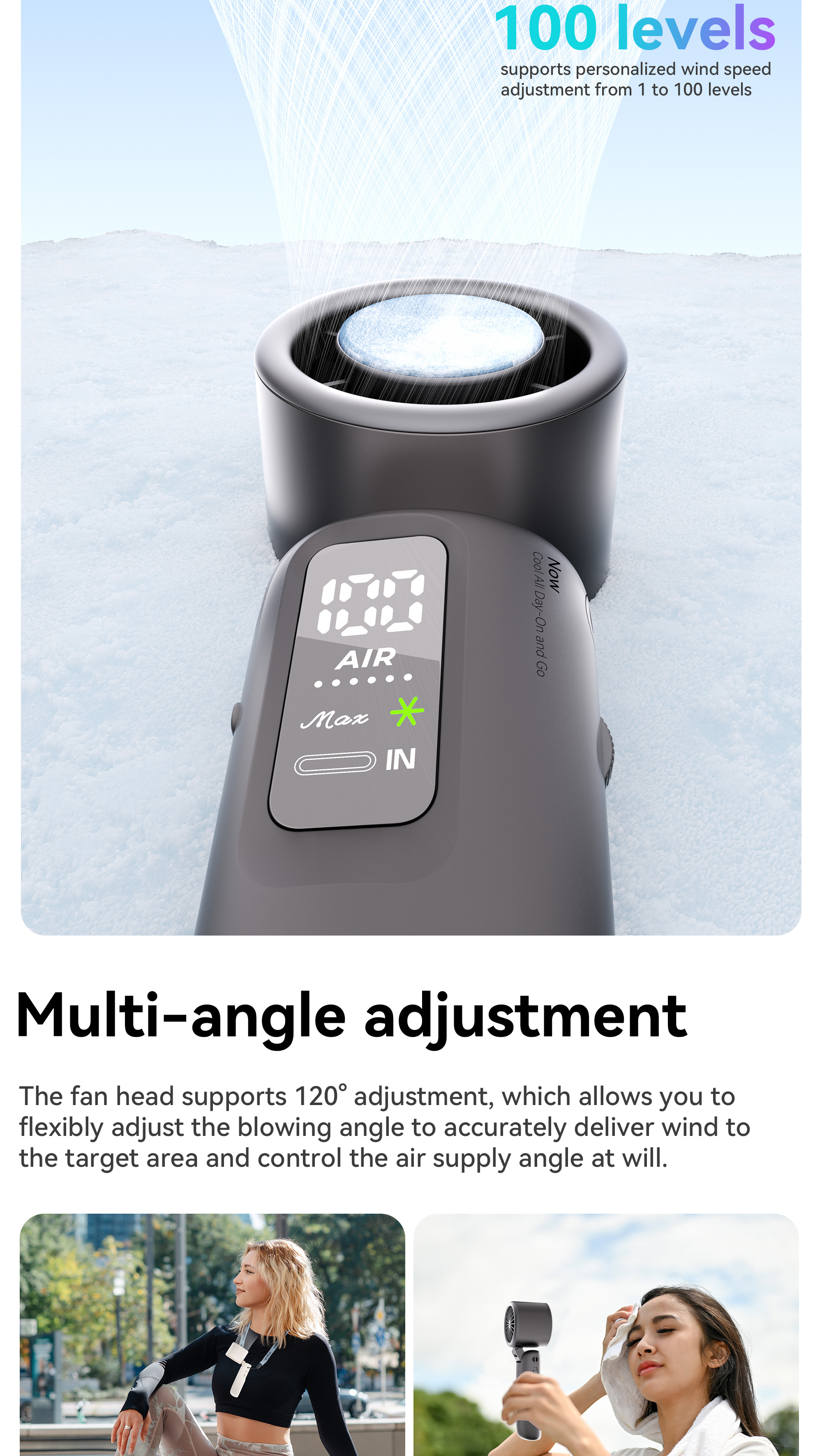 Amgras MetaHeld Fan Max portable handheld fan cooling ultra-high speed ...