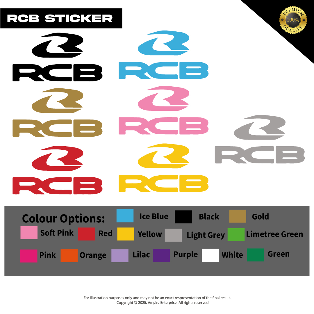 RCB Design Sticker Premium Quality 4 Size & 14 Different Color Yamaha ...