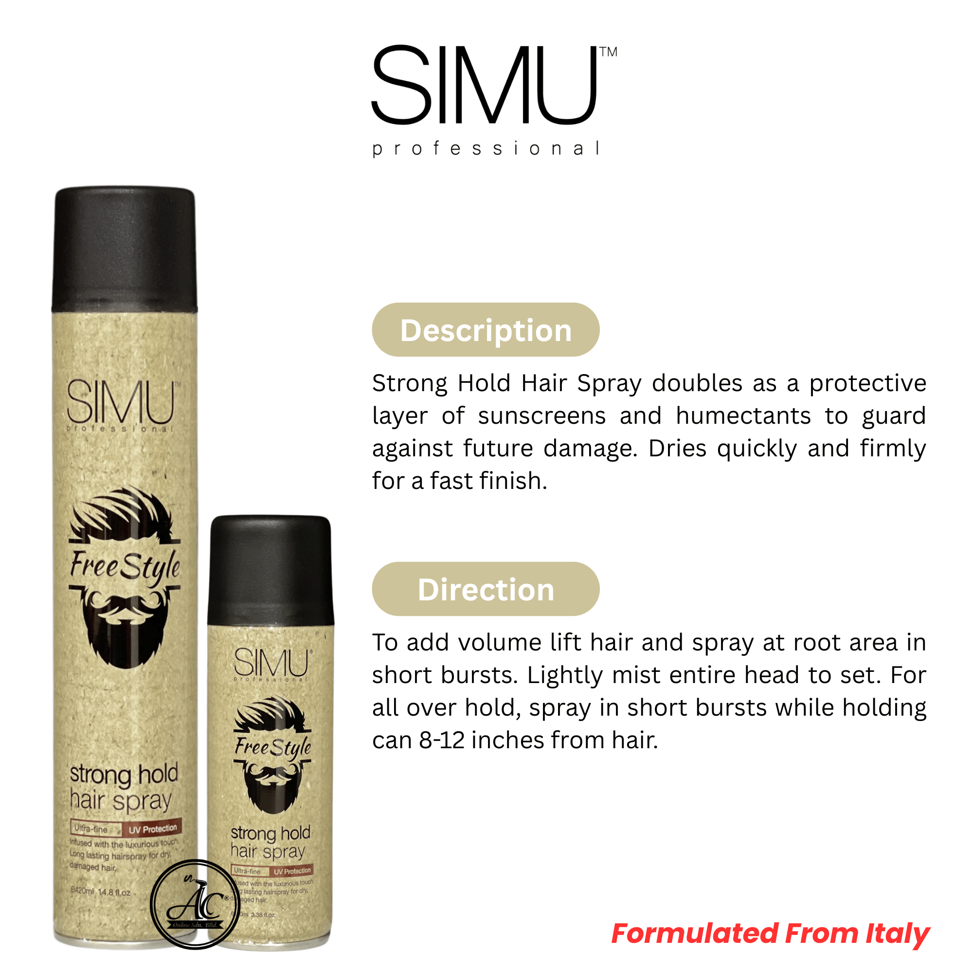 Simu Professional Strong Hold Hair Spray 420ml *Ready Stock In Malaysia ...