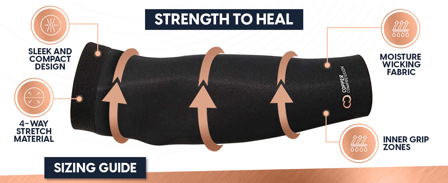 GENUINE Copper Compression Elbow Brace for Tendonitis and Tennis Elbow ...