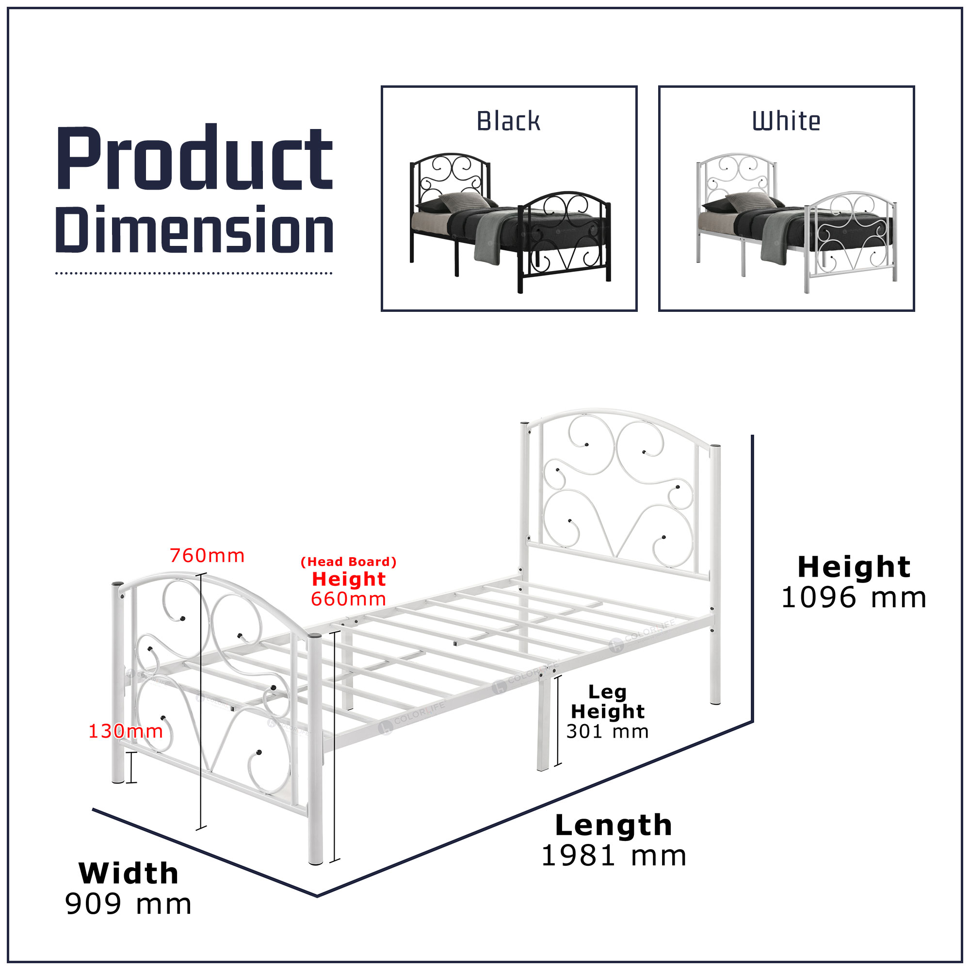 Color Life Affordable Metal Bed Furniture (Fesco/Dumee/Crystal/Jamee ...