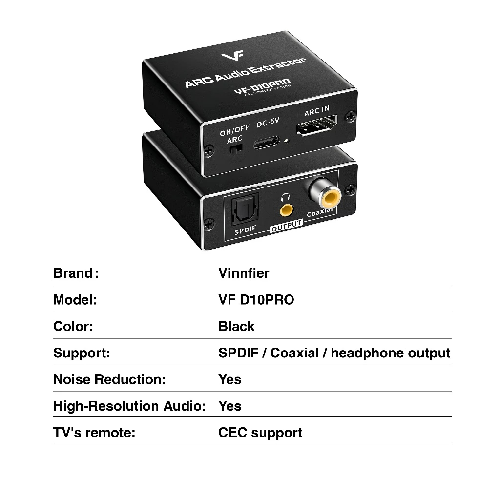 VINNFIER D10PRO PENGEKSTRAK ARC HDMI EXTRACTOR PREMIUM AUDIO INTERFACE ...