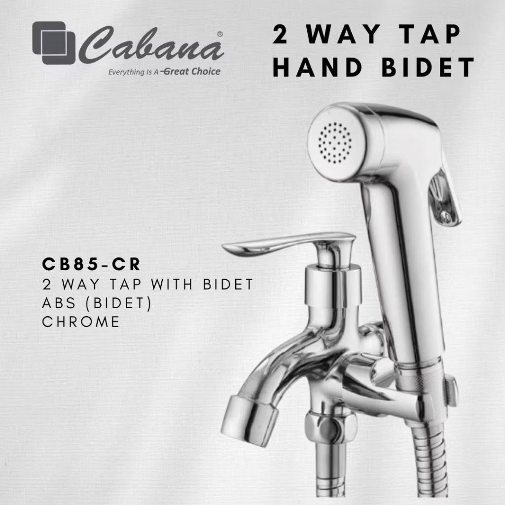 CABANA ABS Material Chrome Finish Two Way Faucet Bidet Spray Set With Hose Toilet Bathroom ...