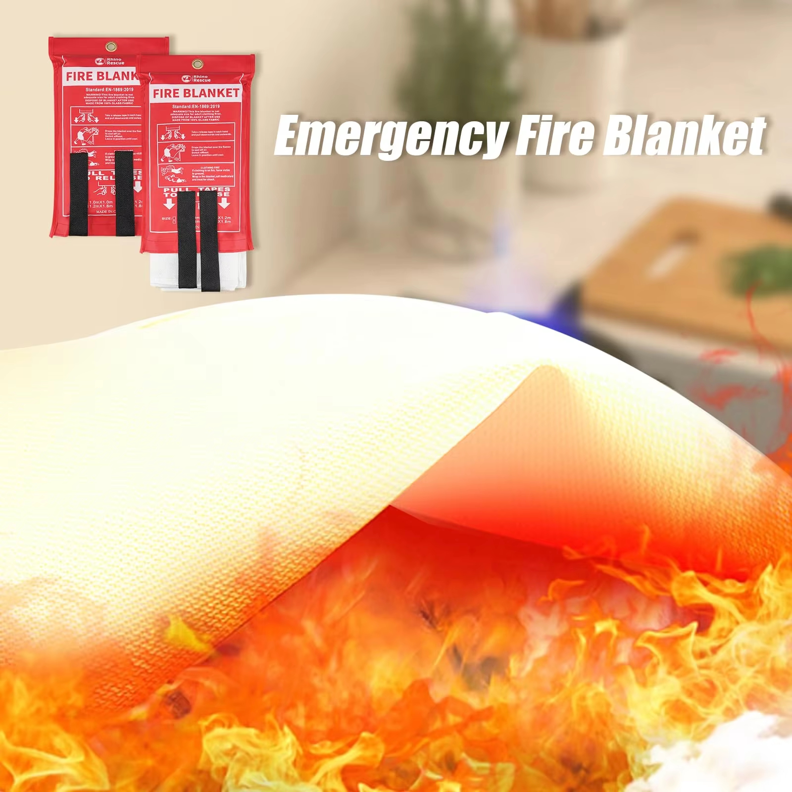 1.5M/2M Fiberglass Fire Safety Blanket Home Fire Blanket Fiberglass ...