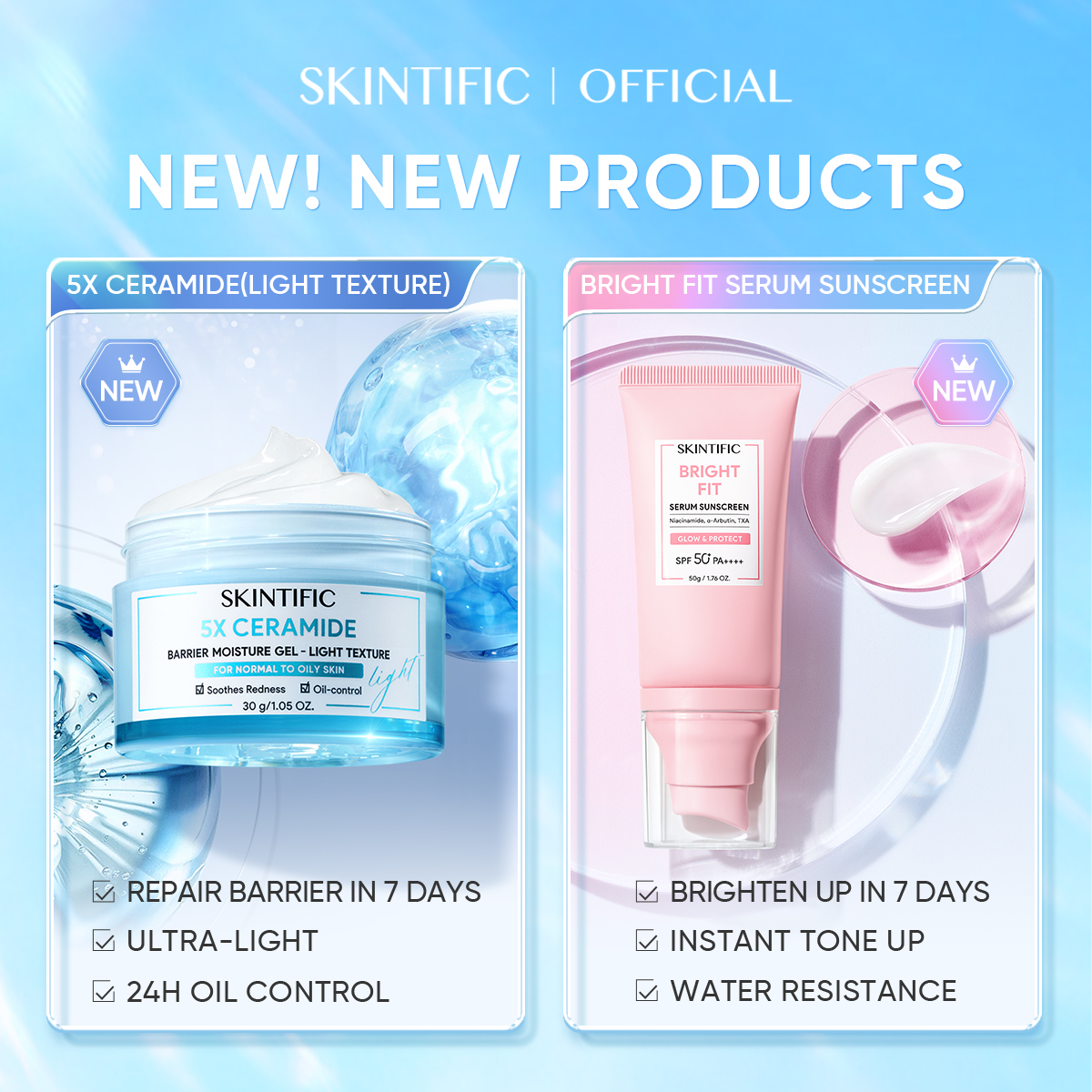 SKINTIFIC 5x Ceramide Serum Sunscreen SPF50+PA++++Repair Barrier ...