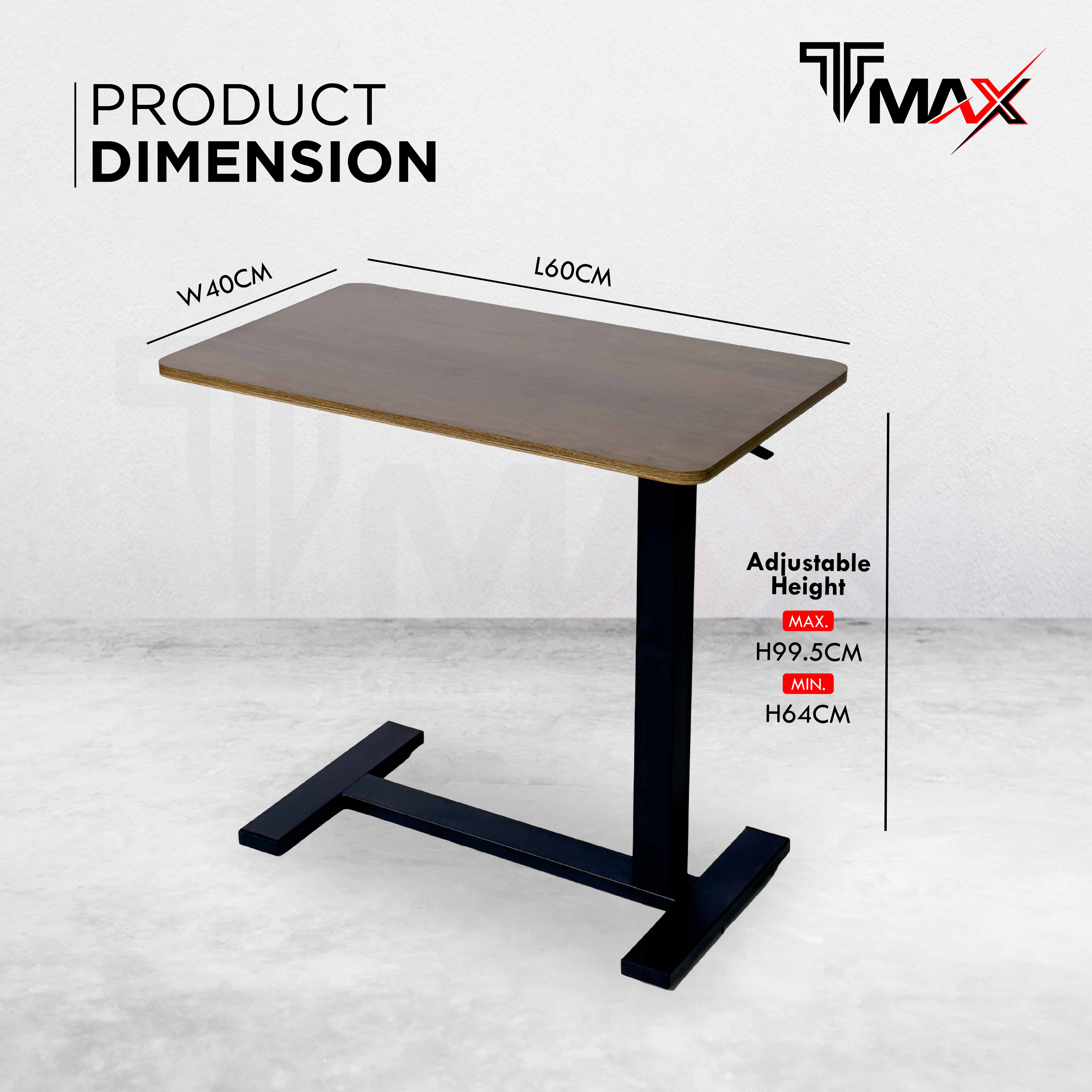 TMAX L60cm Pneumatic Lifting Side Desk Ergonomic Adjustable Overbed ...
