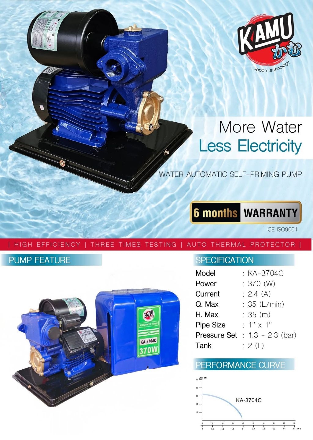 Kamu Automatic Self-Priming Peripheral Water Pump | KA-370 & KA-3704C ...