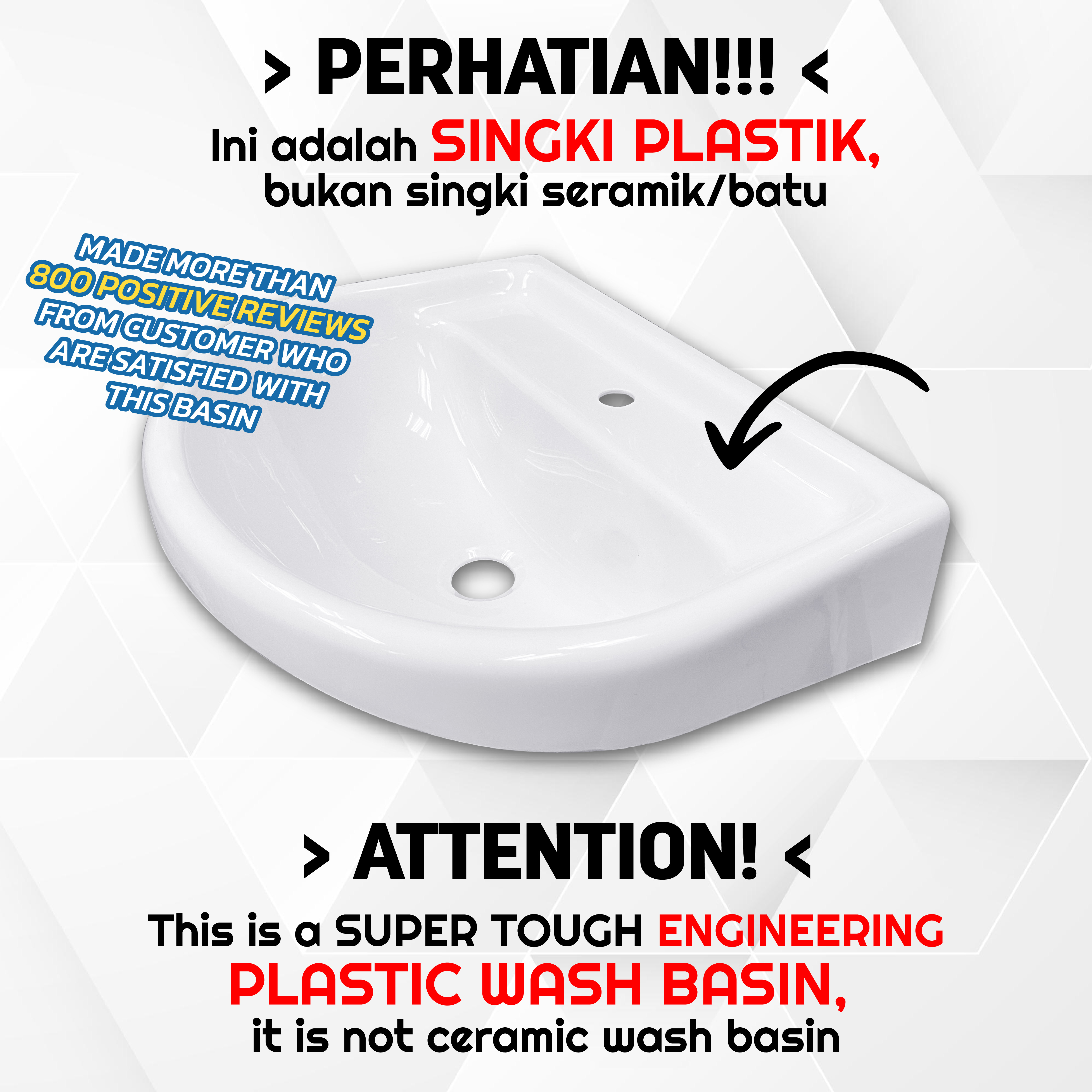 WATERTEC Singki Plastik Ecowash102 Plastic Wash Basin Bilik Air ...