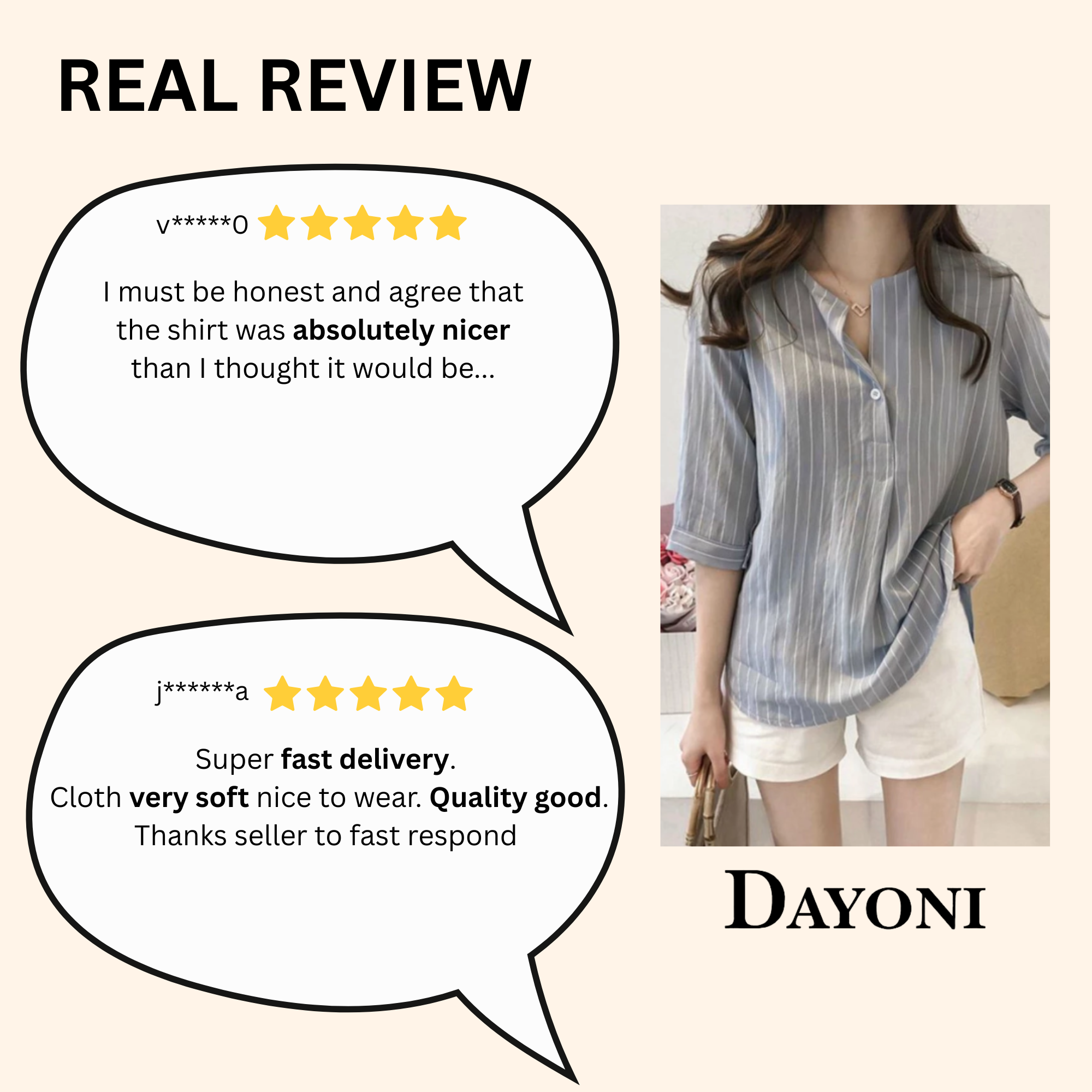 Dayoni Women Korean Style Casual Working Striped Short Sleeve Blouse ...