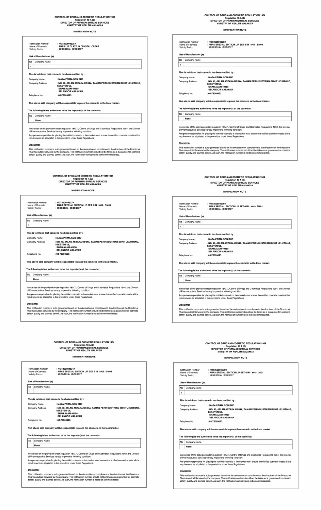 ANAS Limited Edition Set Bibir 4 Items (3 Semi-Matte Liquid Lipstick ...