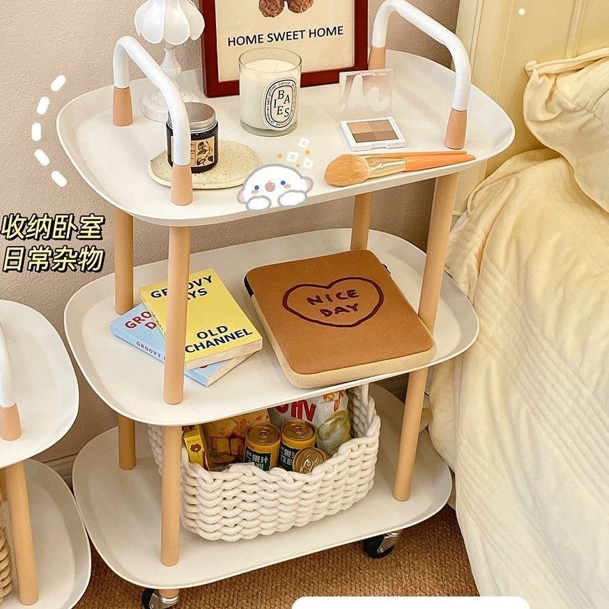 Ins round storage rack with pulleys multifunctional bedside table ...