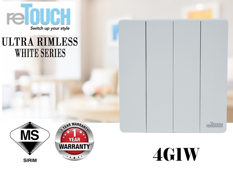 Retouch Switch Socket Flat Pin Universal Ultra Rimless (White Series ...