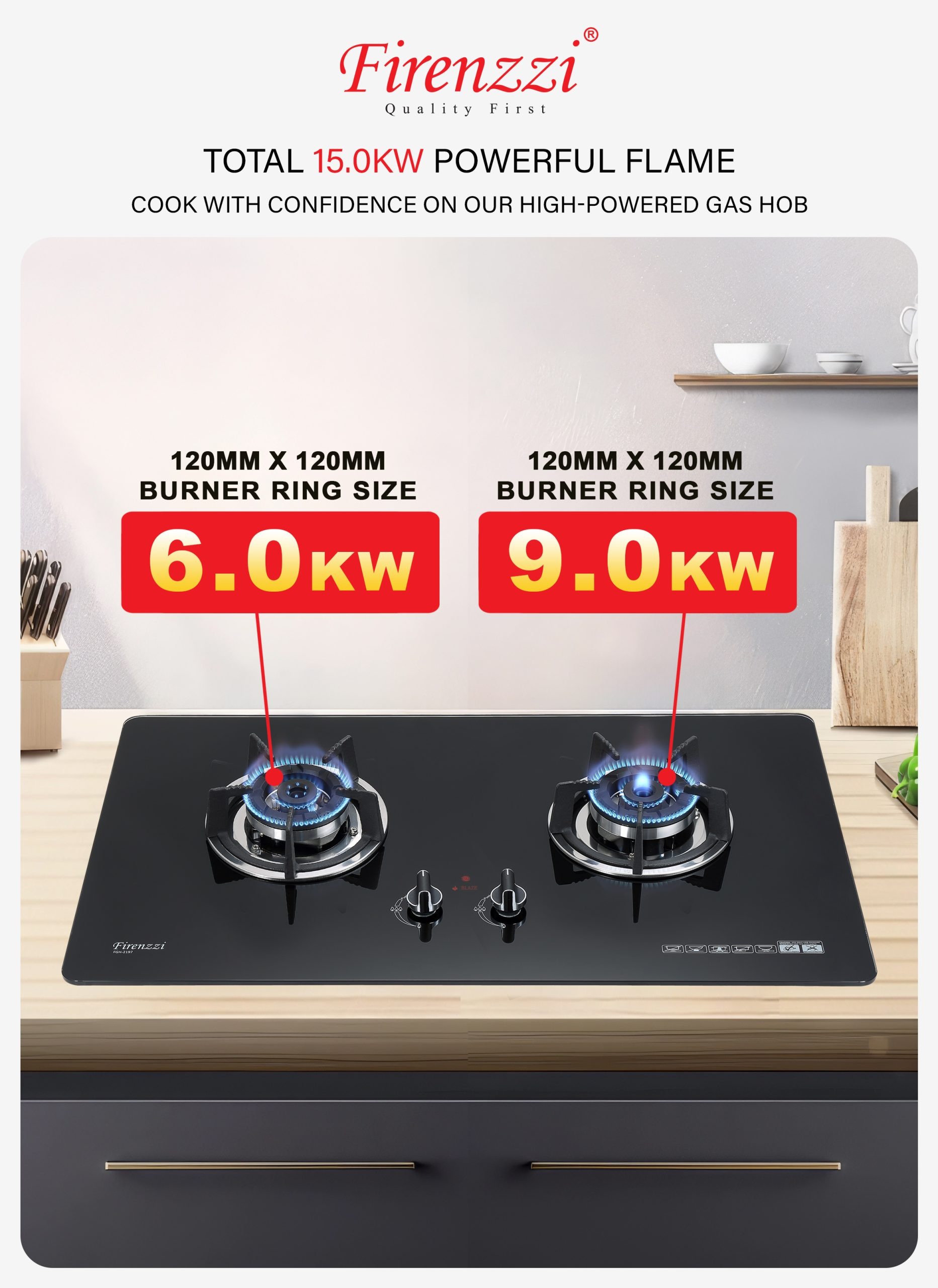[FREE BASIC INSTALL] Firenzzi FGH-2197 Gas Hob | 2-Burner Tempered ...