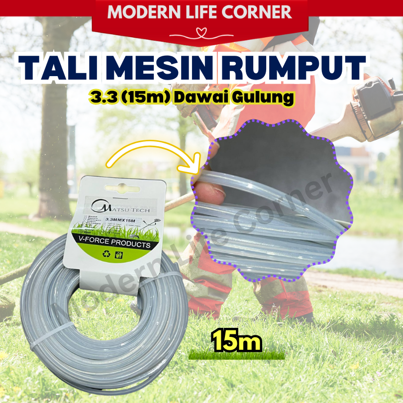 Heavy Duty Tali Mesin Rumput 3.3MM-15M – Potong Rapat, Tak Mudah Putus ...